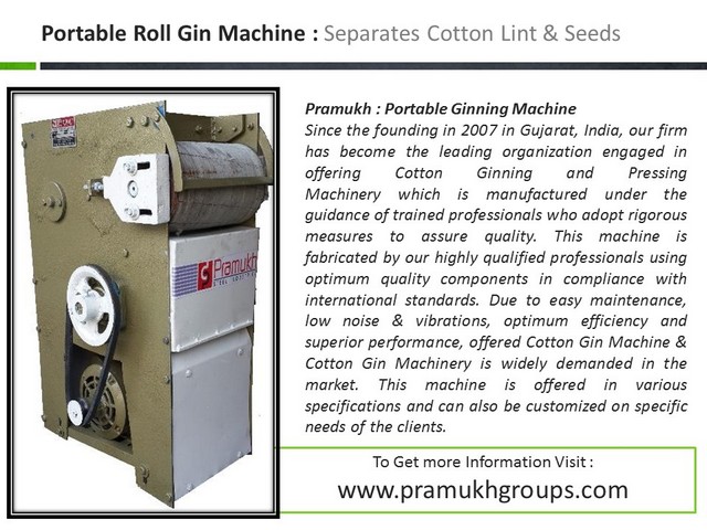 cotton ginning : portable ginning machine"